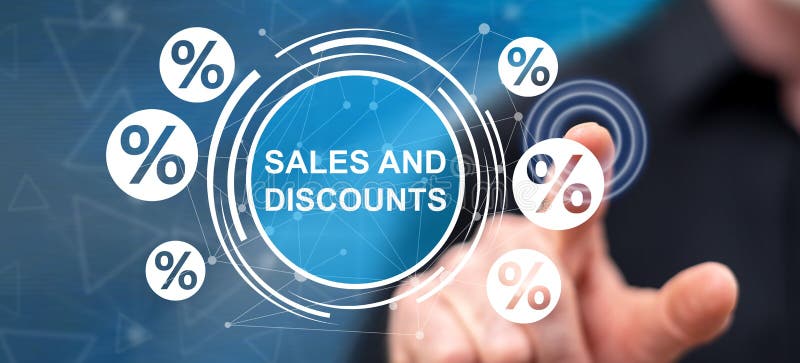 Man Touching a Sales and Discounts Concept Stock Image - Image of ...