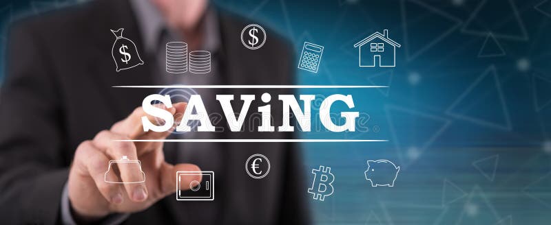 Man Touching a Saving Concept Stock Image - Image of saving, loan ...