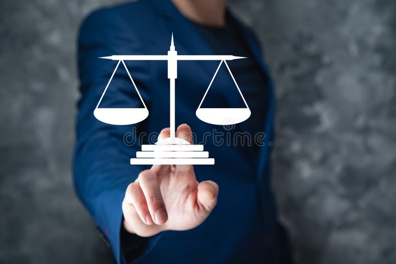 Man Touching Scales in Screen Stock Photo - Image of finger, digital ...