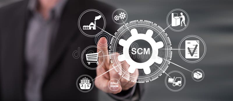 Man touching a scm concept stock image. Image of finger - 269390037