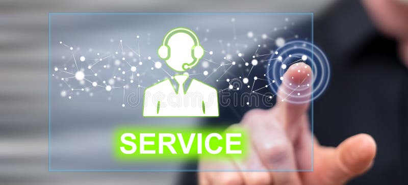 Man Touching a Service Concept Stock Photo - Image of customer, online ...