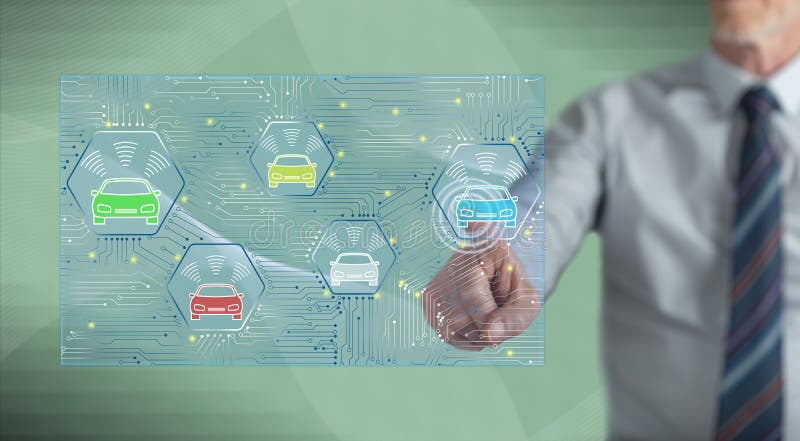 Man Touching a Smart Car Concept Stock Photo - Image of future, auto ...
