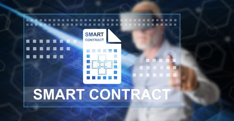 Man Touching a Smart Contract Concept Stock Illustration - Illustration ...