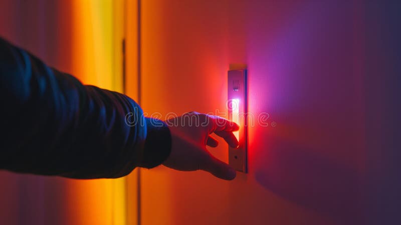 Man Touching Smart Home Light Switch Stock Illustration - Illustration ...