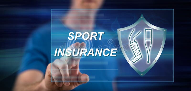 Man Touching a Sport Insurance Concept Stock Photo - Image of finger ...