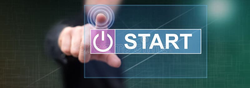 Man Touching a Start Concept Stock Photo - Image of energy, screen ...