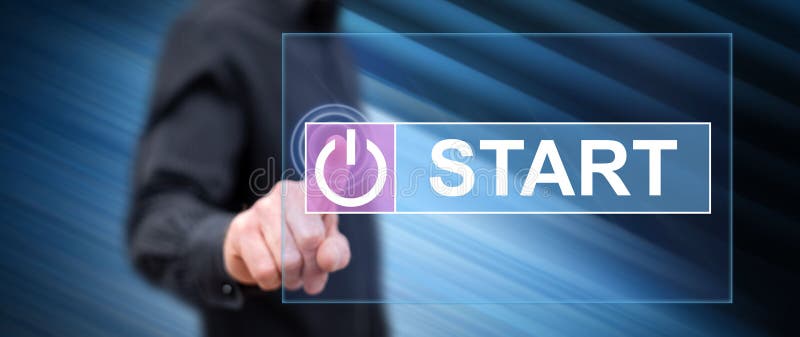 Man Touching a Start Concept Stock Photo - Image of technology, concept ...