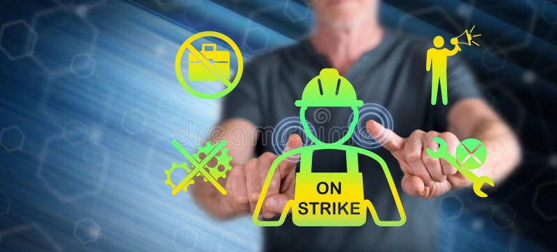 Man Touching a Strike Concept Stock Photo - Image of strike, industrial ...