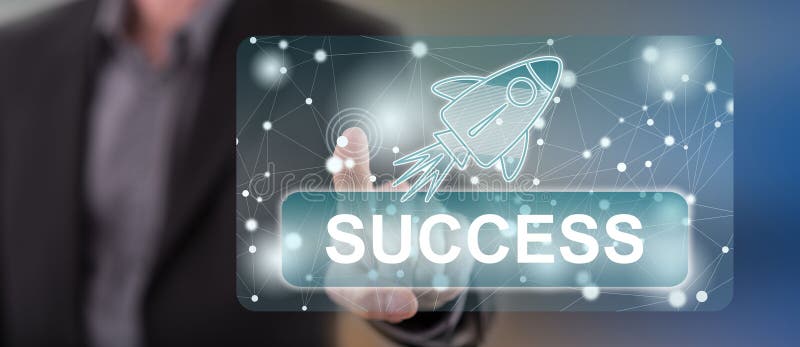Man Touching a Success Concept Stock Image - Image of achievement ...
