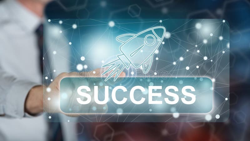 Man Touching a Success Concept Stock Image - Image of successful ...
