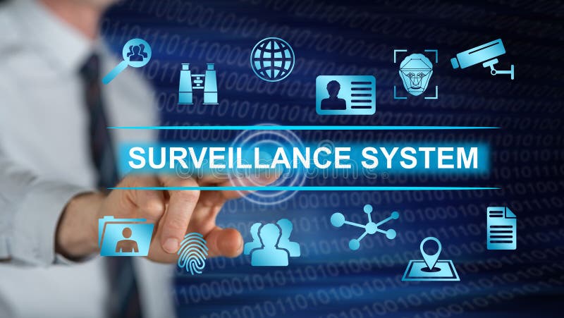 Man Touching a Surveillance System Concept Stock Image - Image of ...