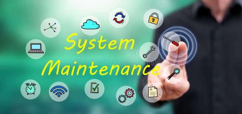 Man Touching a System Maintenance Concept Stock Image - Image of ...