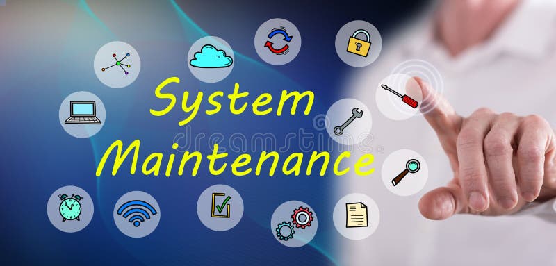 Man Touching a Maintenance System Concept Stock Image - Image of ...