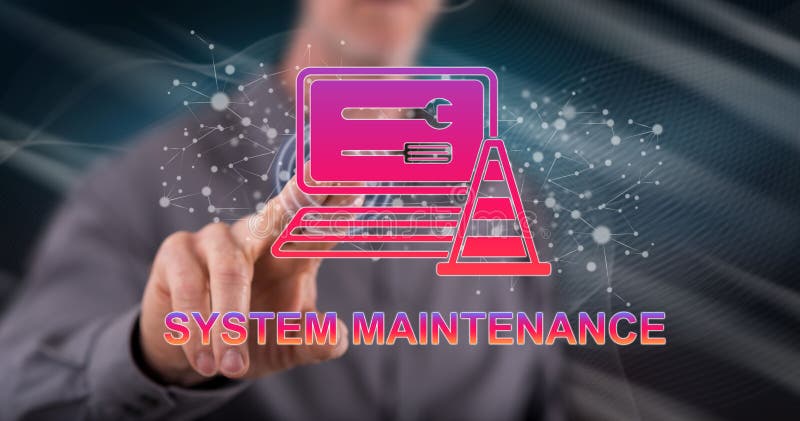Man Touching a System Maintenance Concept Stock Image - Image of person ...