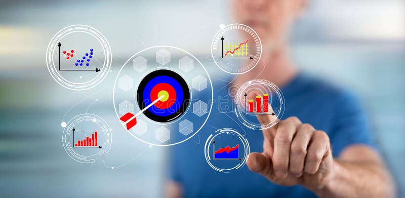 Man Touching a Target Marketing Concept Stock Image - Image of success ...