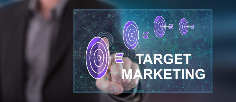 Man Touching a Target Marketing Concept Stock Image - Image of ...