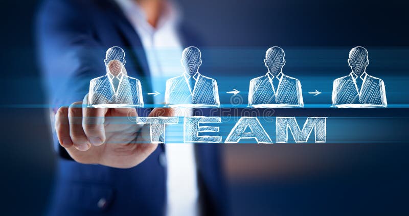 Man Touching Team in Screen Stock Photo - Image of group, community ...