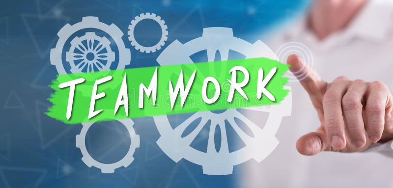 Man Touching a Teamwork Concept Stock Photo - Image of cogwheel, gear ...