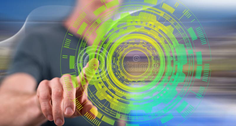 Man Touching a Tech Concept Stock Photo - Image of digital, technical ...