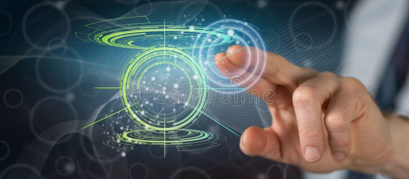 Man Touching a Technology Concept Stock Image - Image of cyber, tech ...