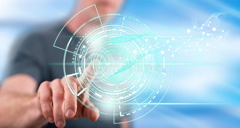 Man Touching a Technology Concept Stock Image - Image of finger ...