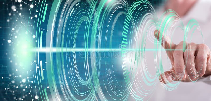 Man Touching a Technology Concept Stock Photo - Image of concept ...