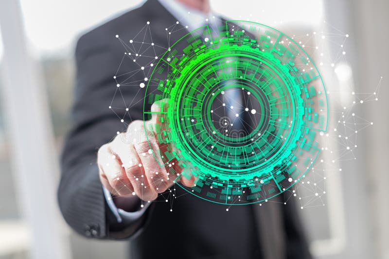 Man Touching a Technology Concept Stock Image - Image of concept ...