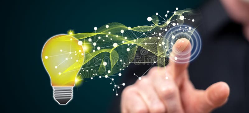 Man Touching a Technology Innovation Concept Stock Illustration ...