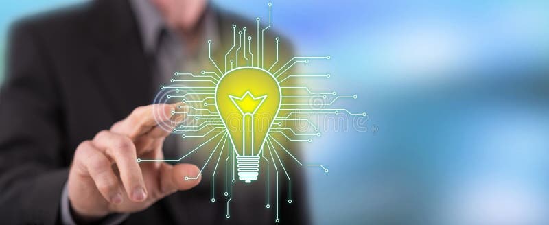 Man Touching A Technology Innovation Concept Stock Photo - Image of ...