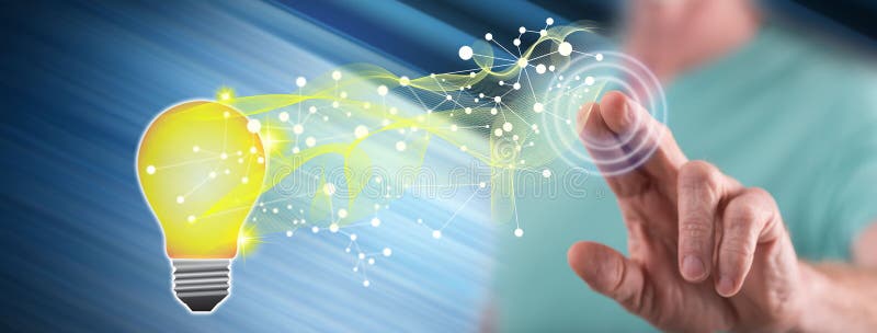 Man Touching a Technology Innovation Concept Stock Photo - Image of ...