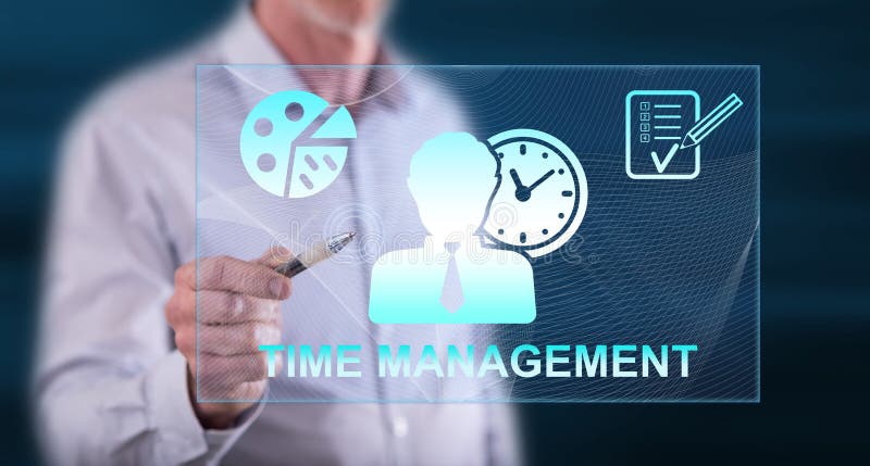 Man Touching a Time Management Concept Stock Photo - Image of planning ...