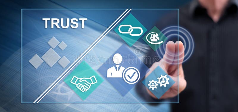 Man Touching a Trust Concept Stock Photo - Image of respect, digital ...