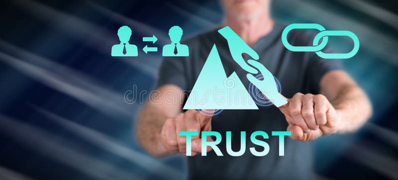 Man Touching a Trust Concept Stock Illustration - Illustration of ...