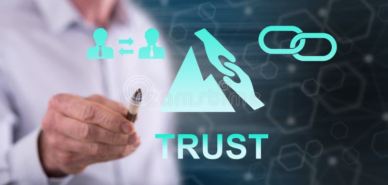 Man Touching a Trust Concept Stock Photo - Image of assurance, reliable ...