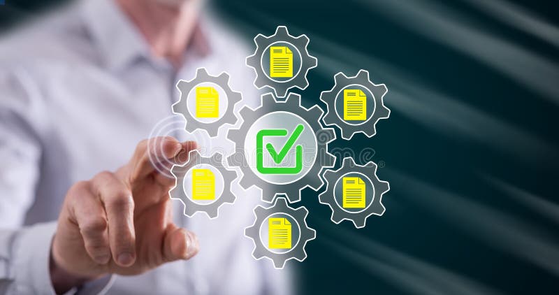Man Touching a Validation Concept Stock Photo - Image of approved ...