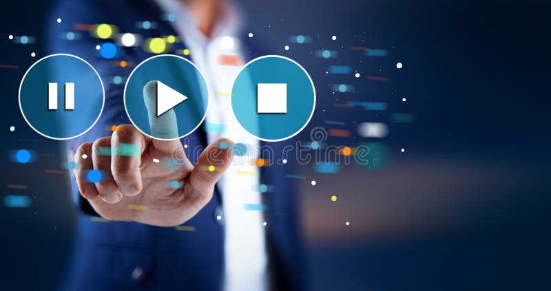 Man touching in video sign stock image. Image of people - 191824355