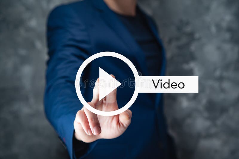Man touching in video sign stock image. Image of people - 191824355