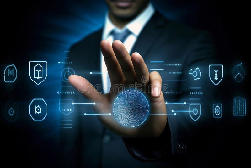 Man Touching a Virtual Technology Concept. Science and Artificial ...