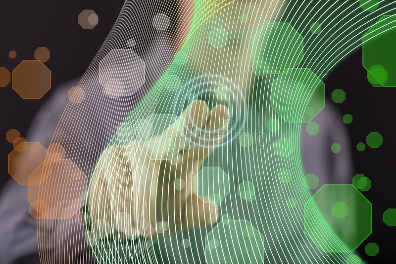 Man Touching a Virtual Technology Concept on a Touch Screen Stock Image ...