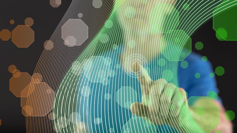Man Touching a Virtual Technology Concept on a Touch Screen Stock Photo ...