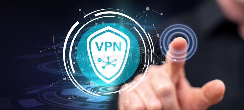 Man touching a vpn concept stock photo. Image of firewall - 247101734