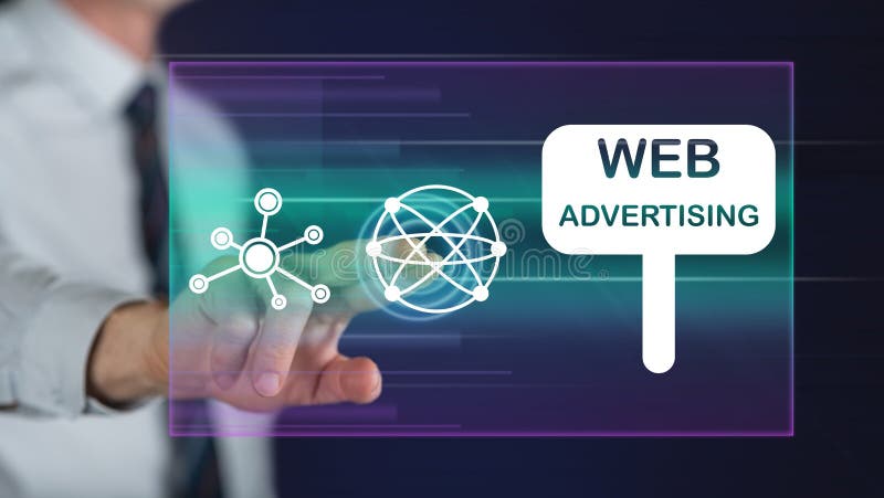 Man Touching a Web Advertising Concept Stock Photo - Image of online ...