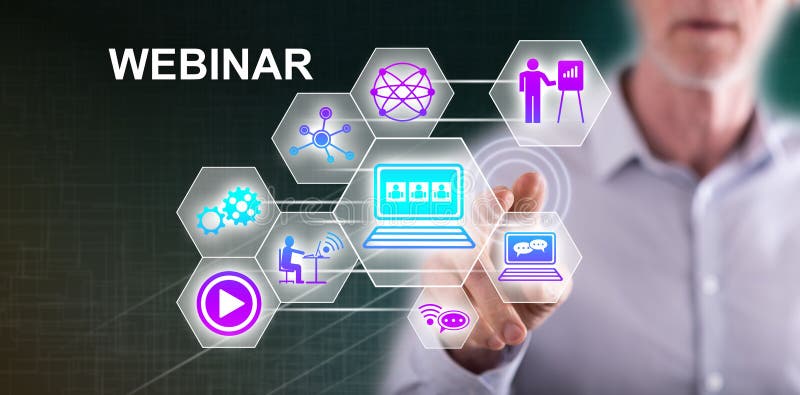 Man Touching a Webinar Concept Stock Photo - Image of webinar, learn ...