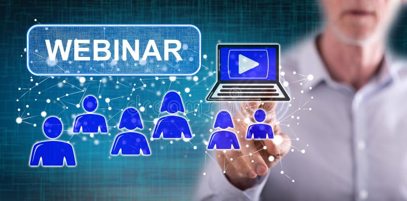 Man Touching a Webinar Concept Stock Image - Image of learn, connection ...