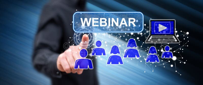 Man Touching a Webinar Concept Stock Photo - Image of teaching, person ...