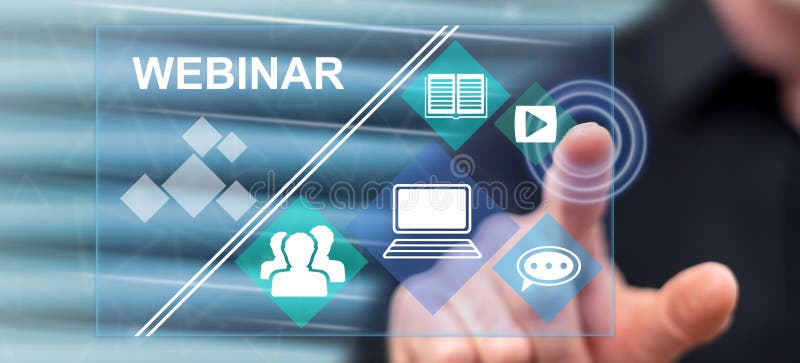 Man Touching a Webinar Concept Stock Illustration - Illustration of ...
