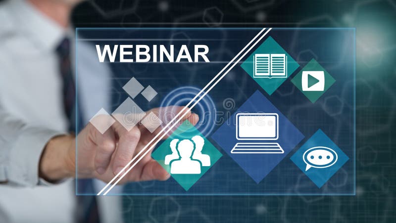 Man Touching a Webinar Concept Stock Image - Image of screen, education ...