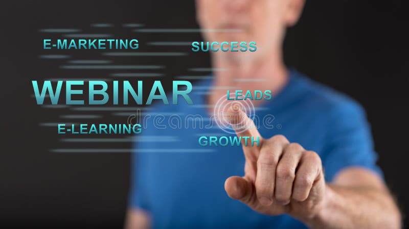 Man Touching a Webinar Concept on a Touch Screen Stock Image - Image of ...
