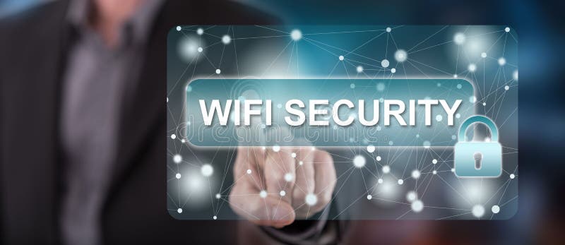 Man Touching a Wifi Security Concept Stock Image - Image of connection ...