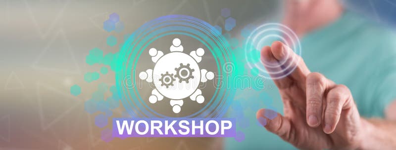 Man Touching a Workshop Concept Stock Image - Image of cooperation ...